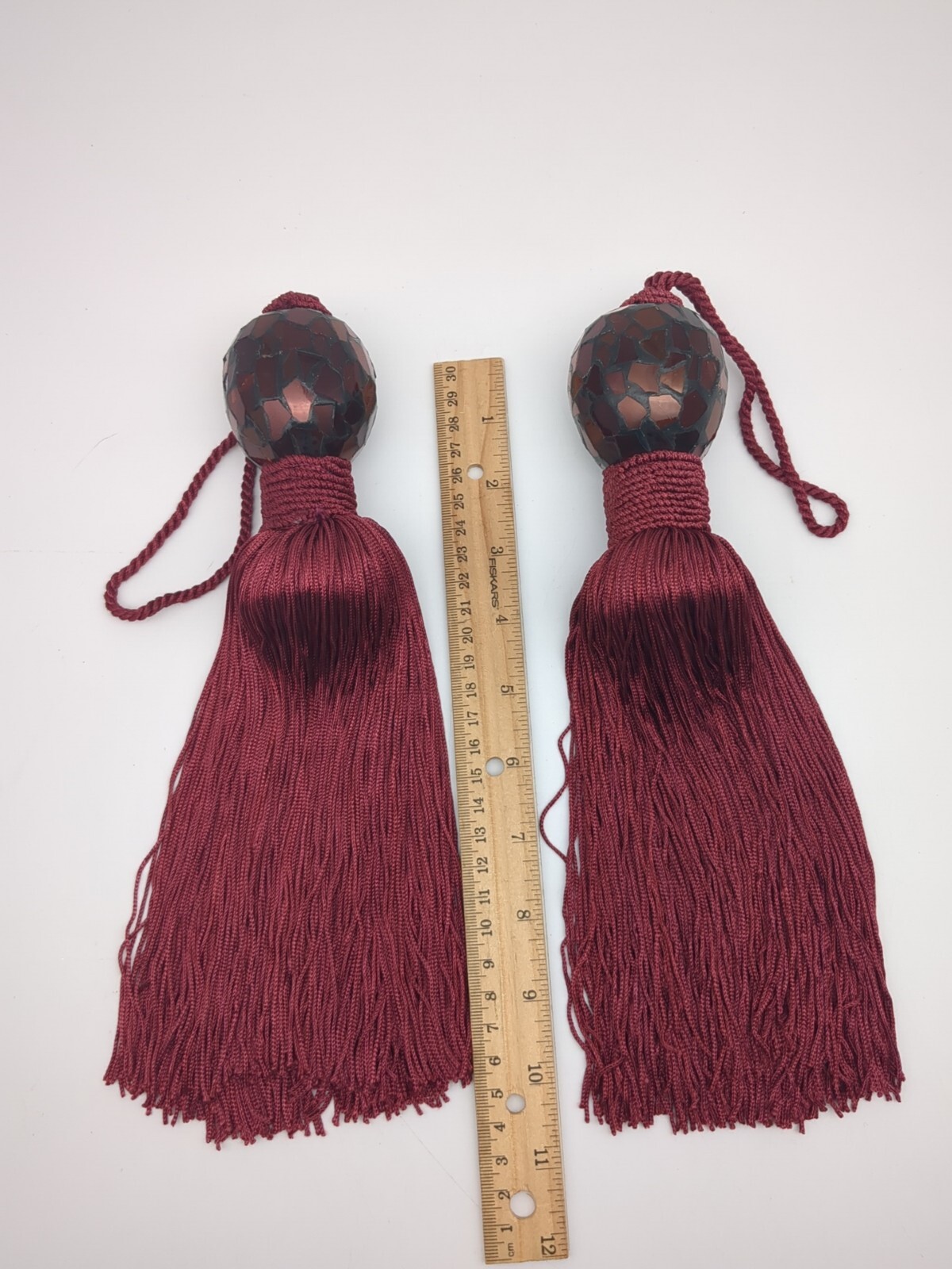 Pair Tassel Curtain Tie Backs Maroon Burgundy Red Elegant Drape Mosaic ...