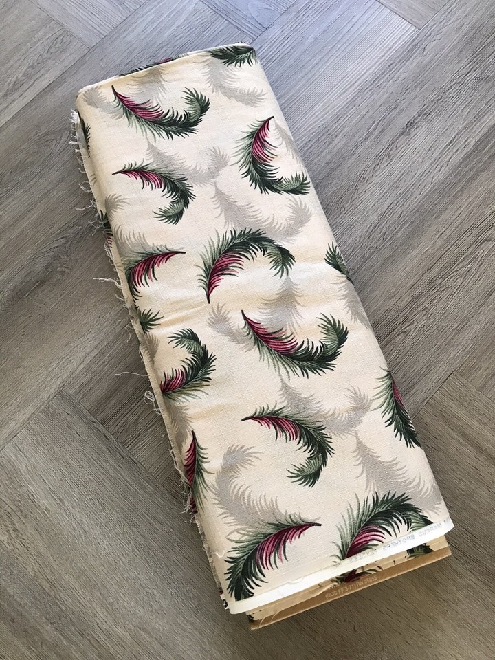 KAREN JARRAR MARCUS BROTHERS Textile Bark Cloth Tropical Fern Pink ...