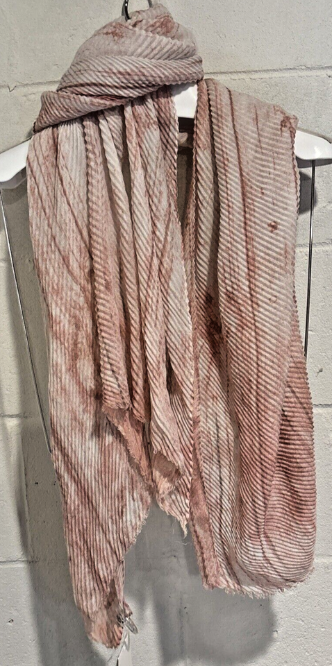 Nordstroms Lulla Collection Ribbed Scarf Wrap Pink Ivory Fringe Hem ...