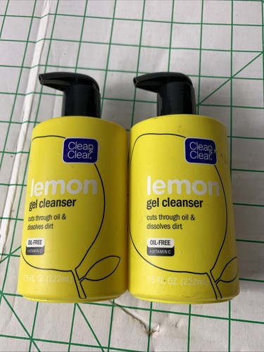 Clean & Clear Lemon Gel Face Cleanser Oil Free 7.5 fl oz LOT of 2 ...