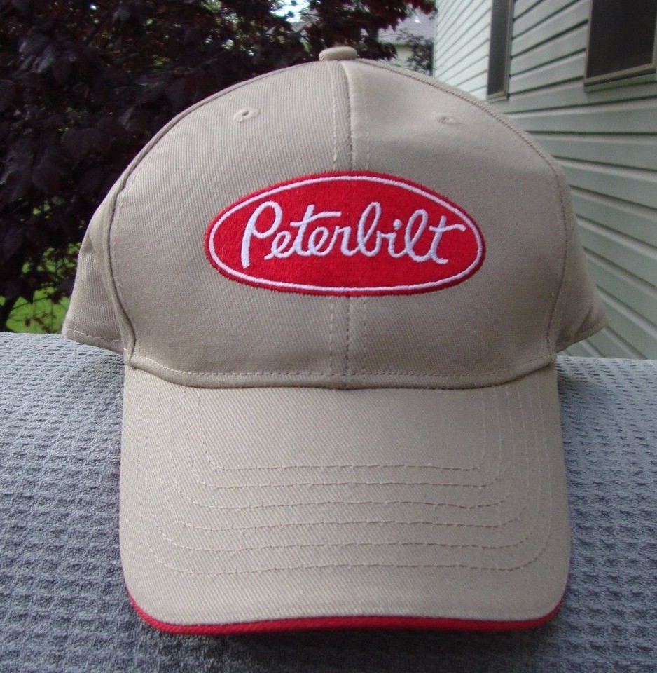 Peterbilt Baseball Cap Hat Velcro Back Khaki Red Hunter's Truck Sales ...