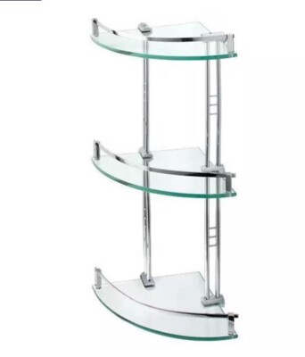 Signature Hardware Engel Tempered Glass Corner Shelf - Three Shelves ...