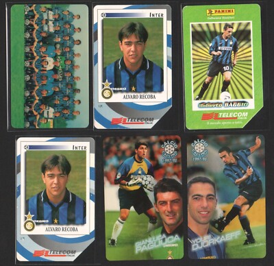 INTER MILAN 6 PHONE CARDS Lot BAGGIO, RECOBA, DJORKAEFF panini | eBay