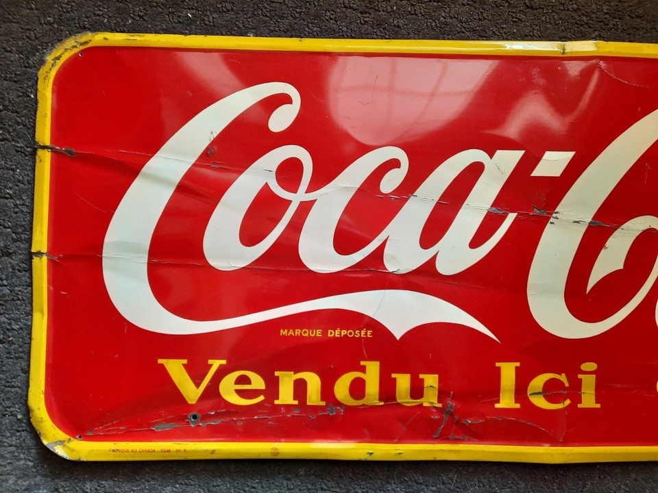 Vintage 1948 Coca Cola Sign Vendu Ici Glace RARE French Coke Original ...