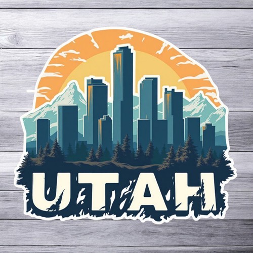 Utah Sticker Vinyl Decal City Skyline Mountains Sunset Adventure | eBay