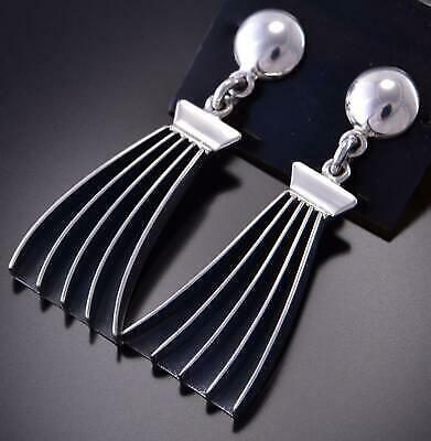 All Silver Water Flow Navajo Handmade Earrings by James Bahe 1C31U | eBay