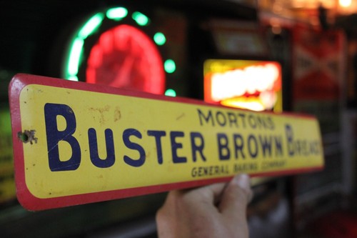 RARE 1940'S MORTONS BUSTER BROWN BREAD METAL SIGN GENERAL BAKING ...