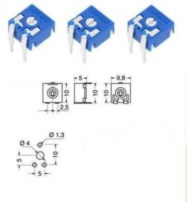 3pz Trimmer Orizzontale 22K Ohm 10x10mm Passo 5x10mm Regolazione con ...