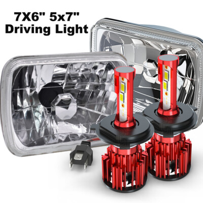 Pair 7x6'' 5x7 Sealed Driving Light H4 Bulb For Chevy Corvette C4 1984 ...