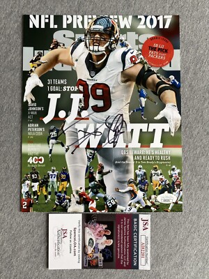 JJ WATT AUTOGRAPH 9/14/17 SPORTS ILLUSTRATED 8x10 COVER PHOTO JSA ...