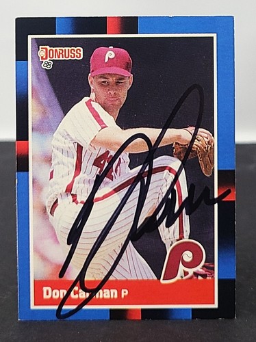 DON CARMAN Signed 1988 Donruss Baseball Card #385 Philadelphia Phillies ...