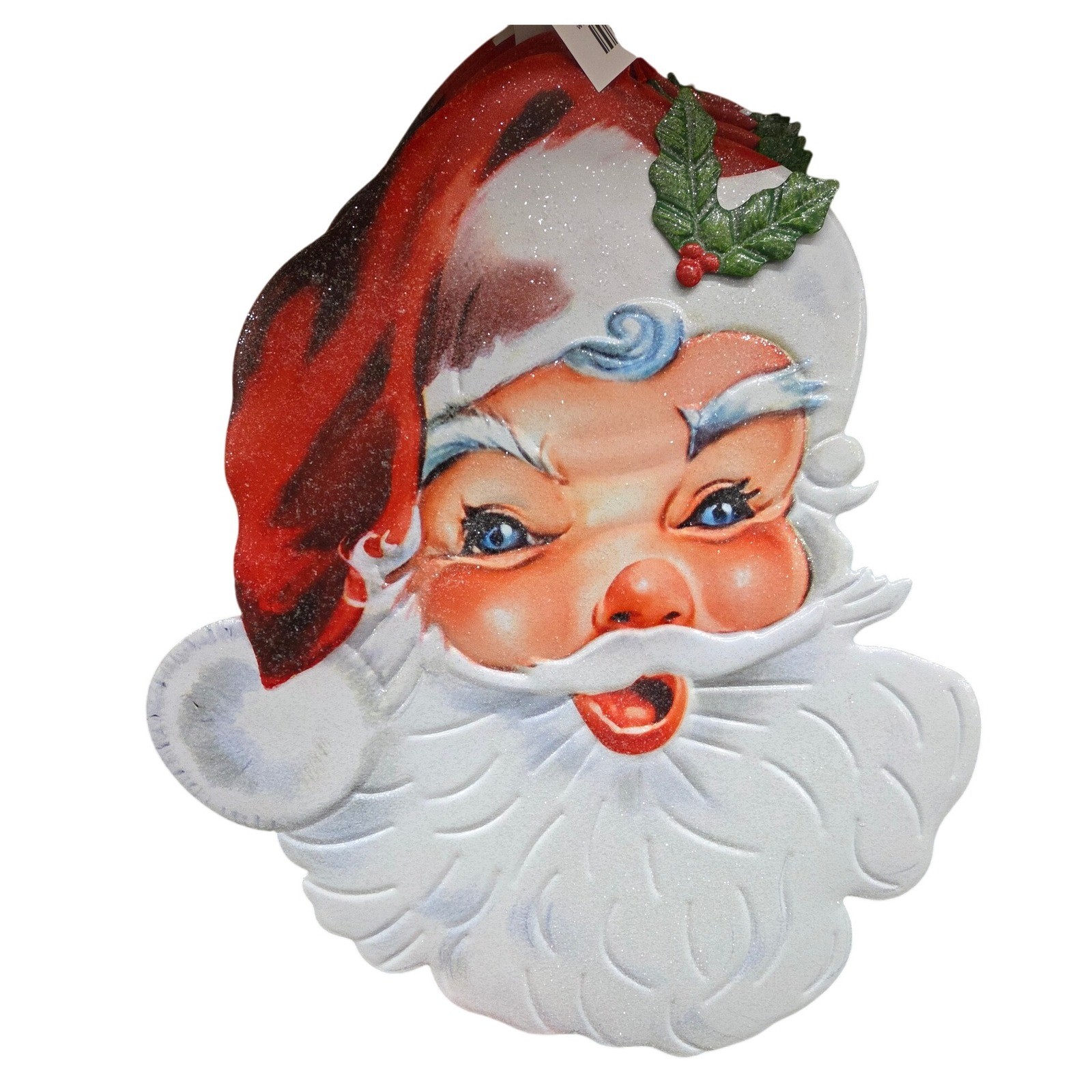 Vintage Style Winking Santa Face Wall Hanging Decor Holiday Christmas ...
