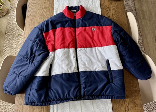 FILA Big Puffer Jacket 5XL Colorblock Red White Navy 90s / Y2K ...