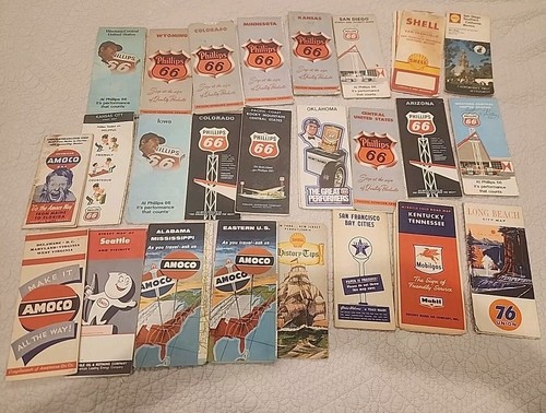 LOT of 25 VINTAGE ROAD MAPS 1940's-60’s PHILLIPS 76, SHELL, MOBIL ...