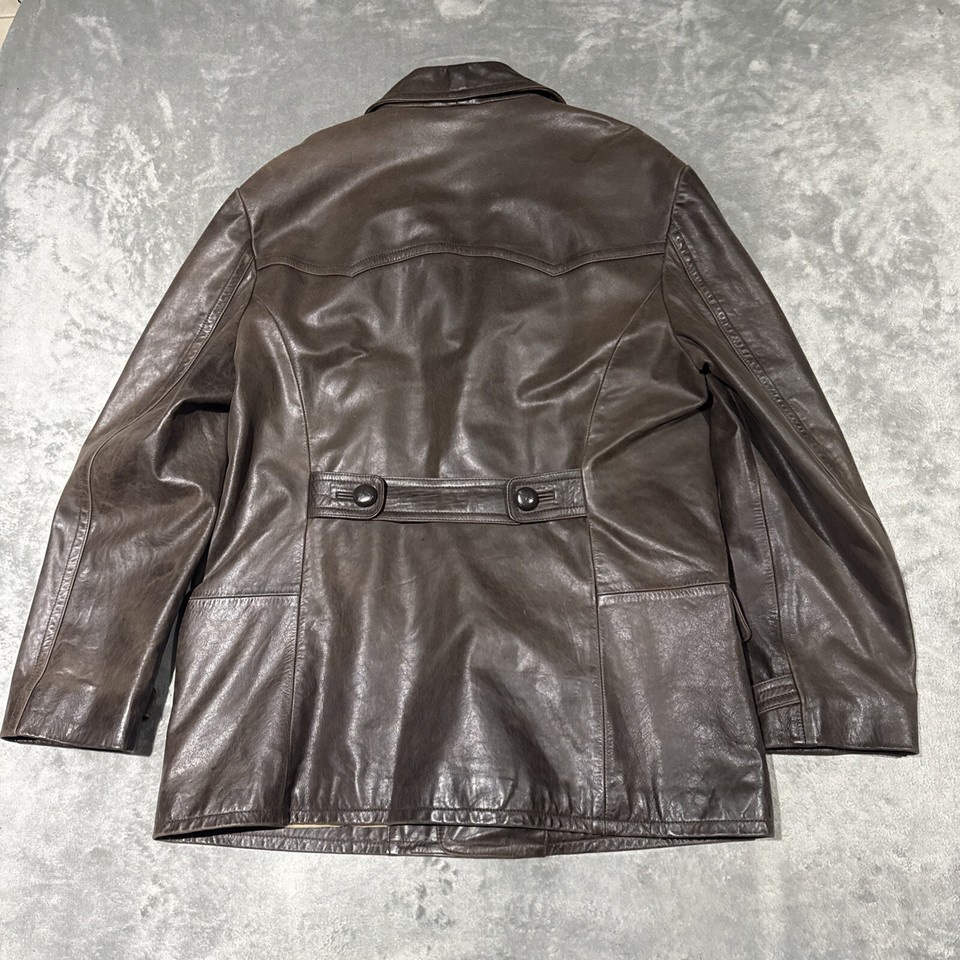 J. Crew Jacket Mens Large Brown Leather Chore Barn Coat Western Cut ...