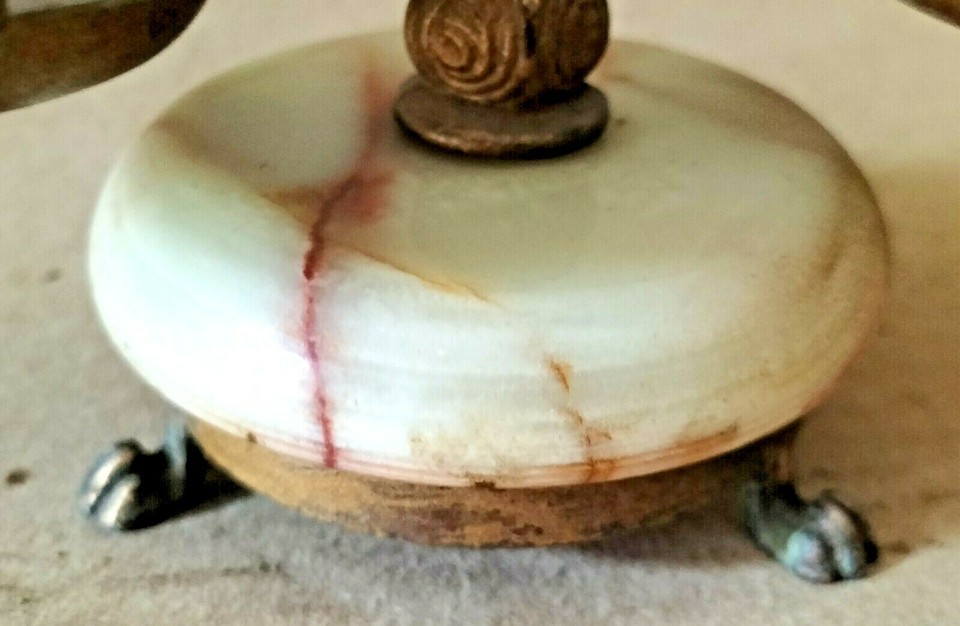 TABLE DECOR SHOWPIECE hand balancing Scale Metal & Marble carved legs ...