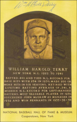 WILLIAM H. "MEMPHIS BILL" TERRY - BASEBALL HALL OF FAME PLAQUE POSTCARD ...