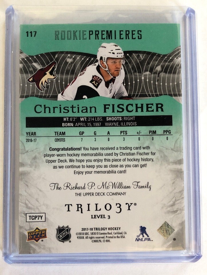 2017/18 UD TRILOGY CHRISTIAN FISCHER Rookie Premieres RC SP ROOKIE /5 ...