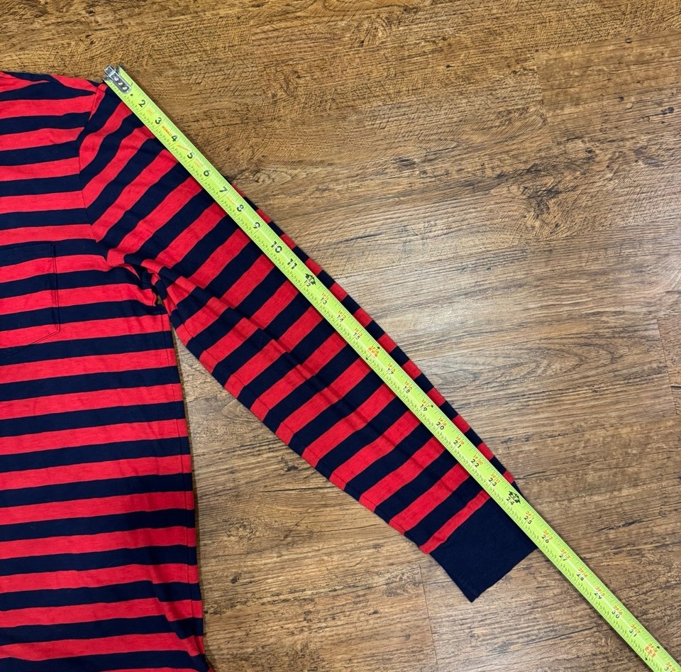 Polo Ralph Lauren Red Blue Striped Pocket Casual Long Sleeve T Shirt ...