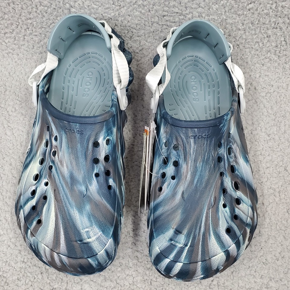 Crocs Echo Marbled Clog Shoes Mens 10 / Womens 12 Black Sand Comfort Slides | eBay