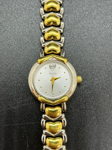 Bulova 20mm Two Tone Stainless Steel Heart Link Quartz Watch 98P11 | eBay