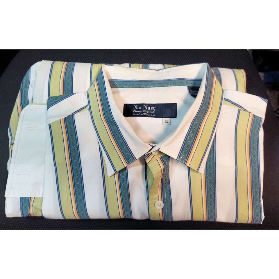 Nat Nast Shirt Men's XL Cotton/Silk Real Men Own Islands Long Sleeve ...