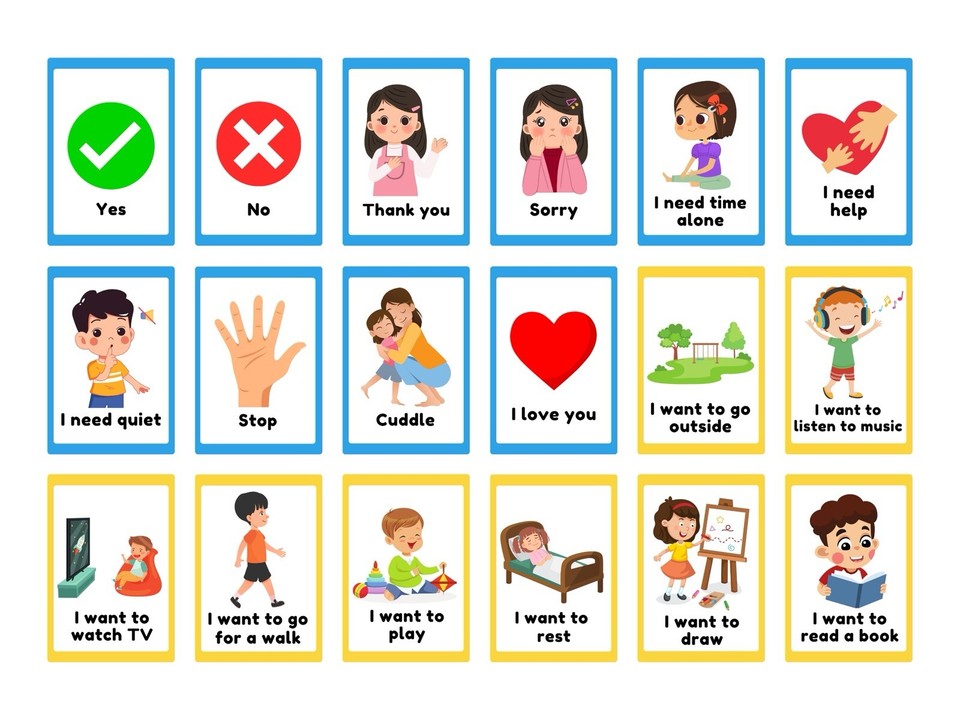 Communication Cards for Non Verbal Children and Adults, Autism Special ...