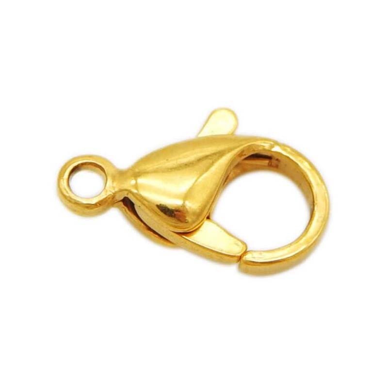 Hot selling 100pcs/lot 316L Stainless Steel Lobster Clasps 18K Gold ...