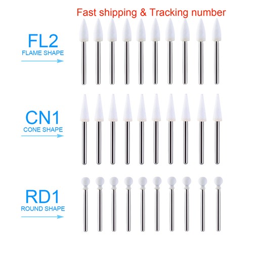 Dental White Stone High Speed Polishing Burs FG Cone/Flame/Round ...