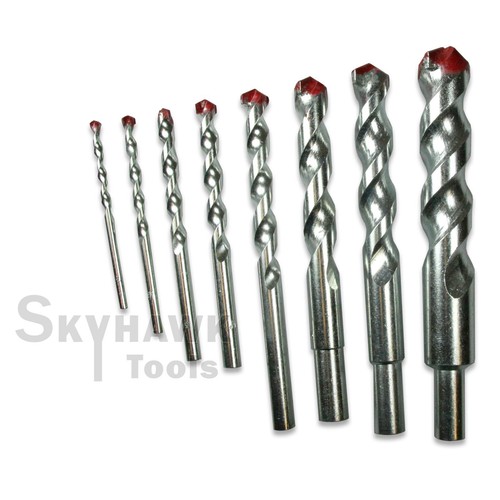 8 pc Jumbo Masonry Drill Bit Set 3/16" to 1" Carbide Tip- Concrete ...