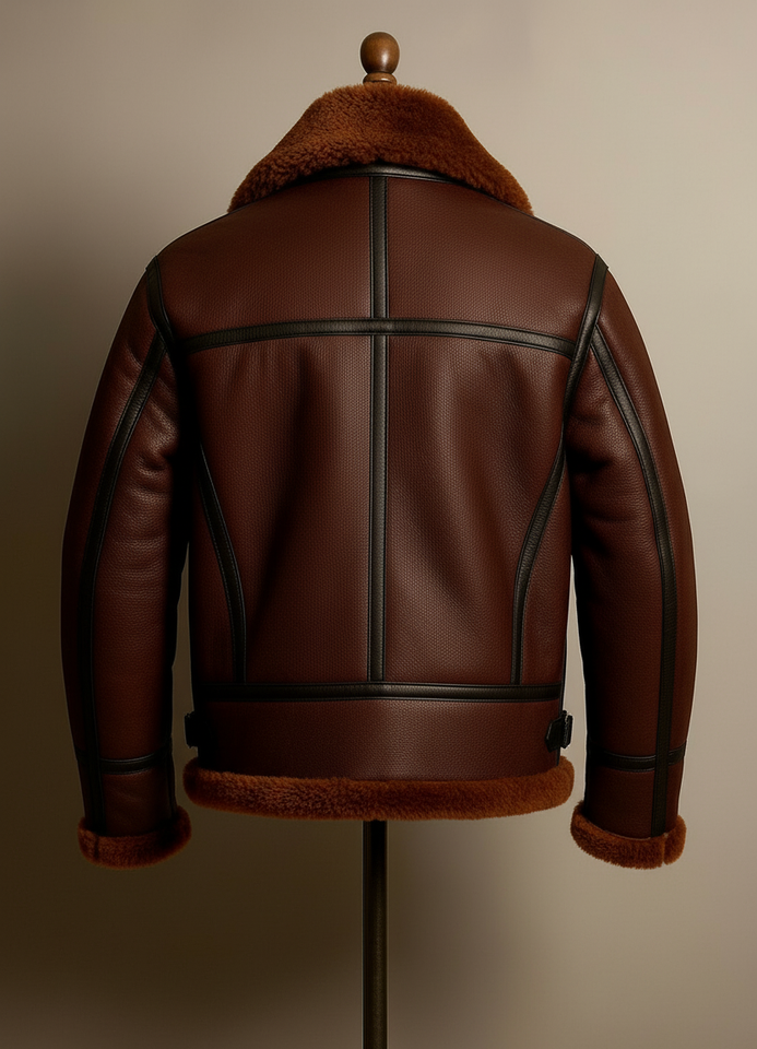 B3 RAF Brown Bomber Flying Aviator Fur Irvin Real Leather Shearling ...