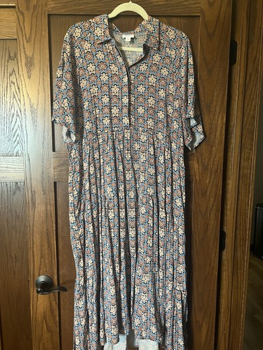 LuLaRoe XL Helene Tiered Midi Dress Pockets Multi Color | eBay
