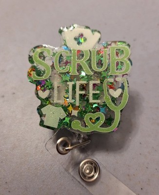 Scrub Life Badge Reel for Nurses, PA, CNA, Surgical Tech Name Tag ...