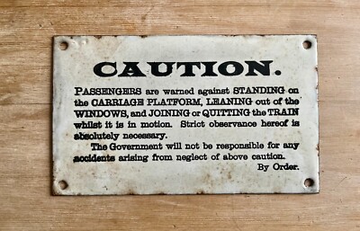 Original railway enamel sign: Caution (c. 1920s-50s) | eBay