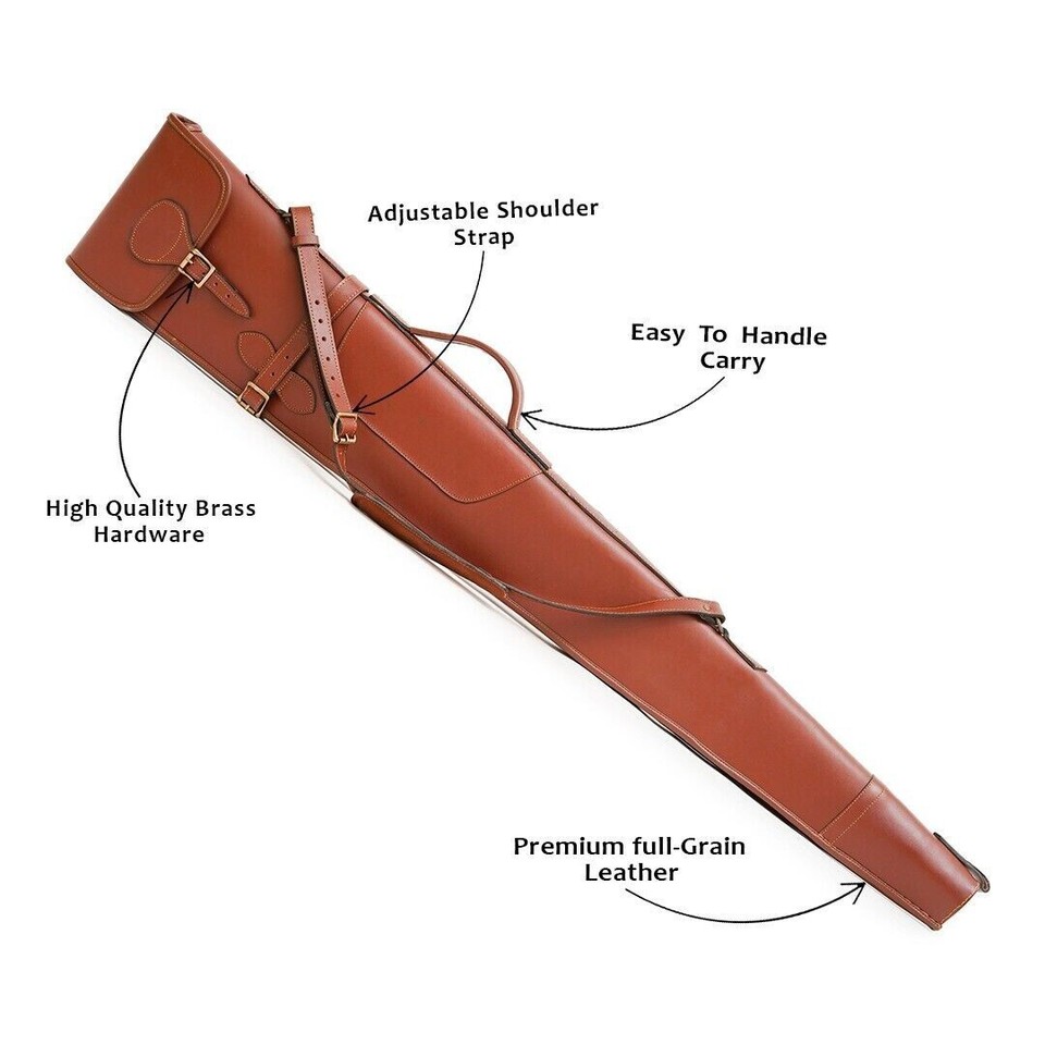 Leather Gun Bag Shooting Gun Sleeve Hunting Shotgun Scabbard Padded Gun ...