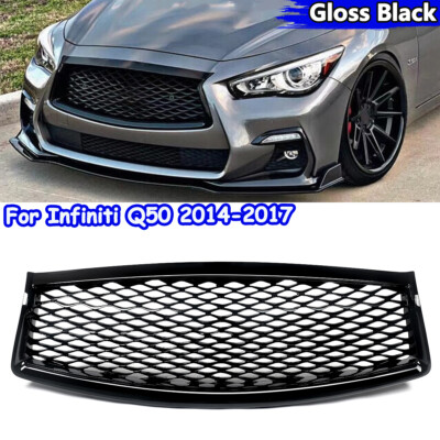 Gloss Black Front Upper Grille Grill For 2014-17 Infiniti Q50 Sedan ...