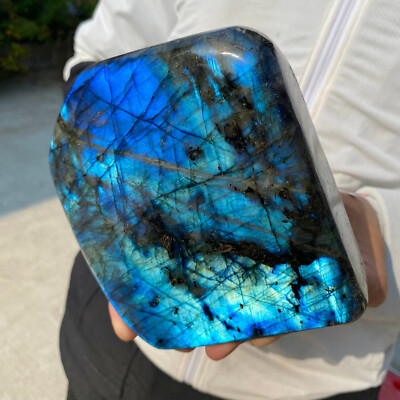 4.9lb Natural Labradorite Quartz Crystal Display Mineral Specimen ...