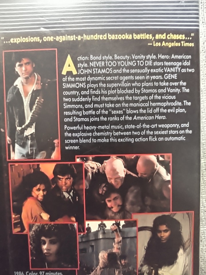 Never Too Young To Die (VHS 1986) CHARTER John Stamos, Vanity, Gene ...