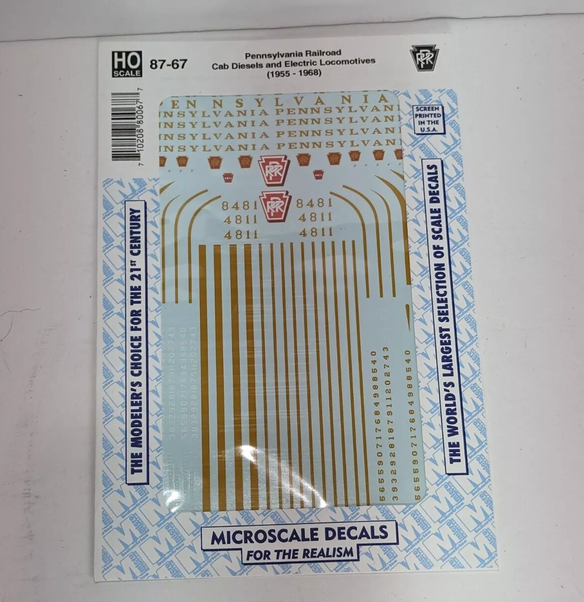 HO Scale Microscale Decals Pennsylvania RR 1 Stripe EMD E&f CAB ...