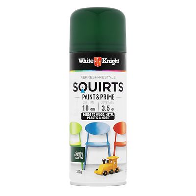 White Knight PAINT & PRIME SQUIRTS 310g SPRAY, Acrylic Enamel GLOSS ...