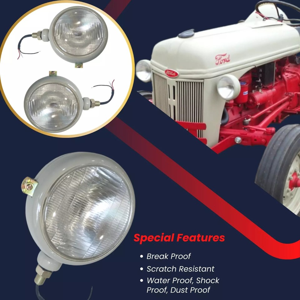 12V Grey Ford Tractor 2N 9N 8N 600 800 NAA Tractor Headlight & Butler ...