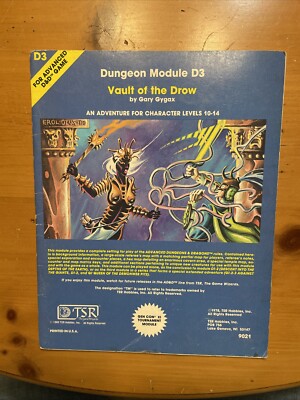 Dungeon Module D3 Vault Of The Drow For Levels 10-14. A Must Have. | eBay