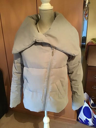 Oasis short grey puffer jacket size XS 8-10 | eBay