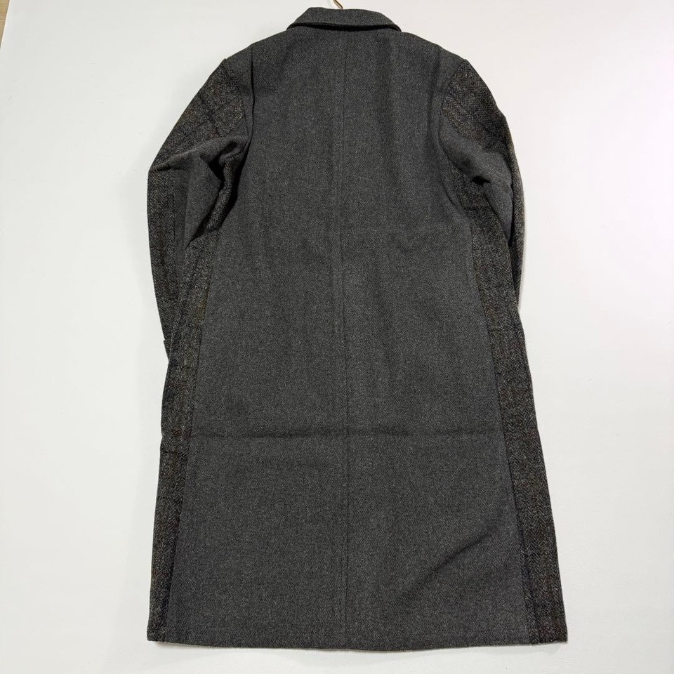 Harris Tweed Men's New with Tags Wool Long Overcoat Check Gray Size M ...