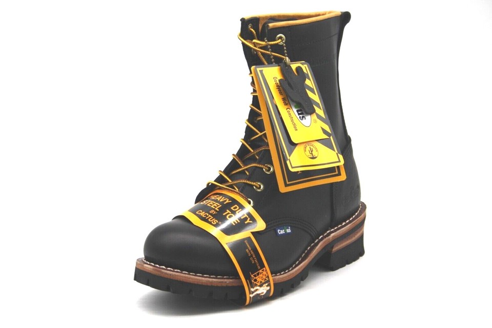 CACTUS FOOTWEAR WORK BOOT 9219S STEEL TOE BLACK OIL RESISTANT MEN'S | eBay