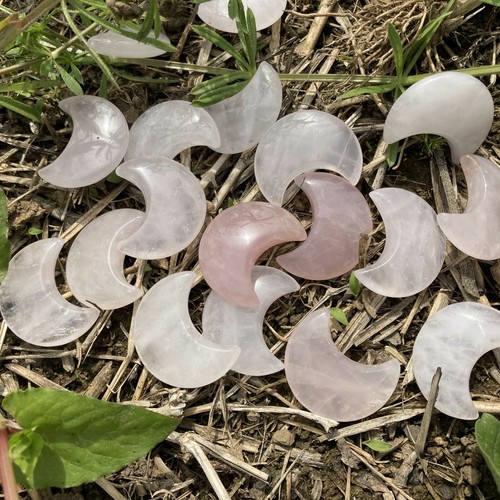 20pcs Natural Rose Quartz Stone Gemstone Crescent Moon Shape DIY ...