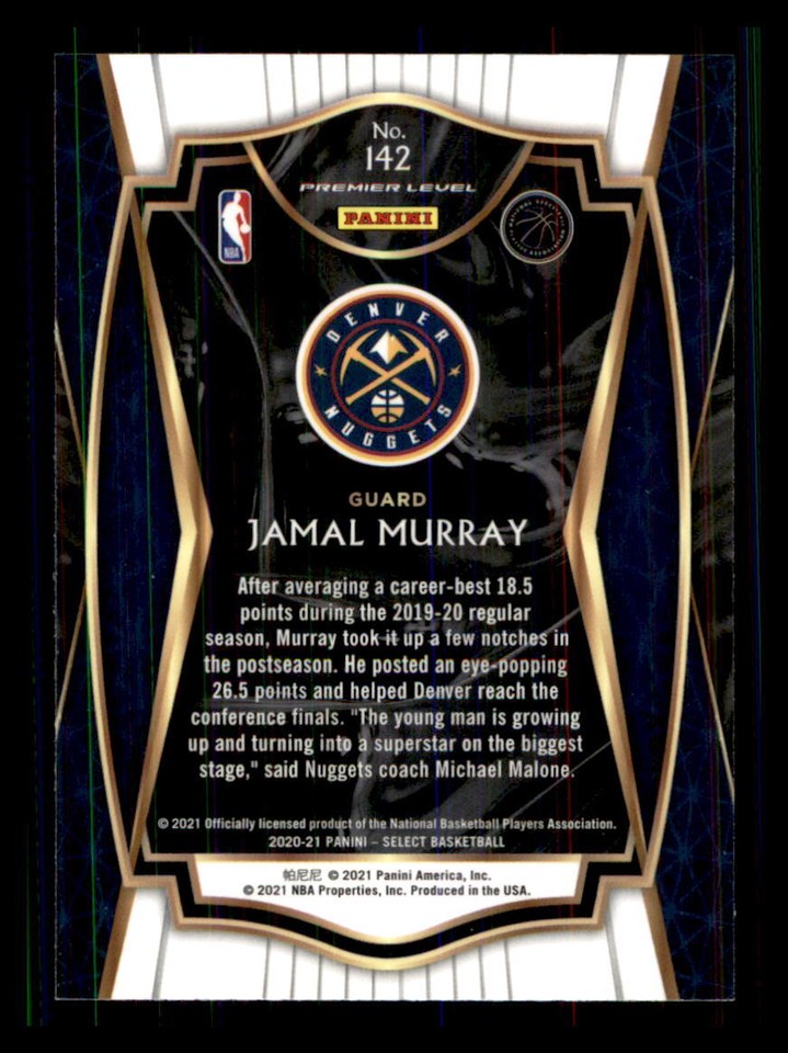 2020 Basketball 2020-21 Panini Select Jamal Murray Denver Nuggets #142 ...