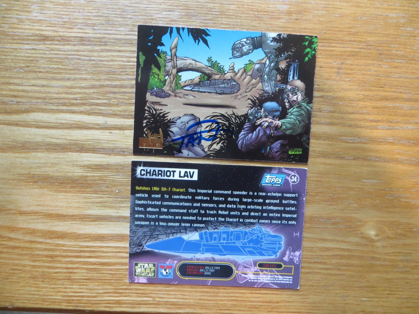 1997 STAR WARS GALAXY VEHICLES CHARIOT LAV CARD SIGNED BILLY TAN ART ...