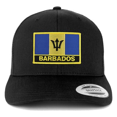 Flexfit XXL Barbados Flag Retro Trucker Mesh Cap - Free shipping | eBay