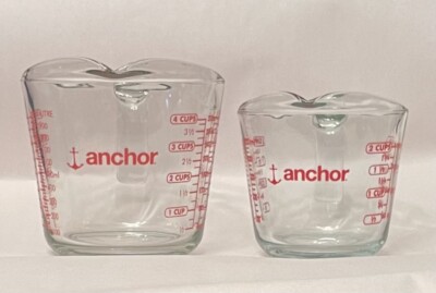 Pair Of Anchor Hocking Measuring Cups (1) 4 Cup & (1) 1 Cup,Red ...